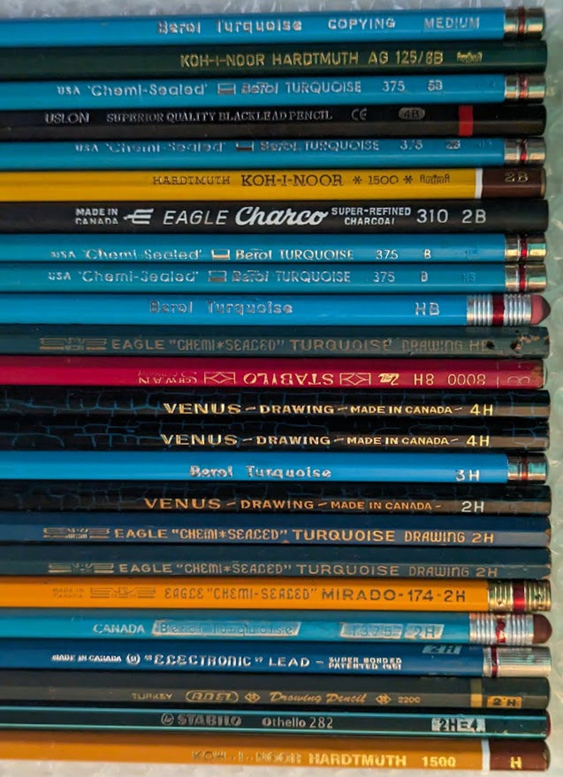 24 Berol & Eagle Turquoise Sketching Graphite Lead Pencil Set Plus ...