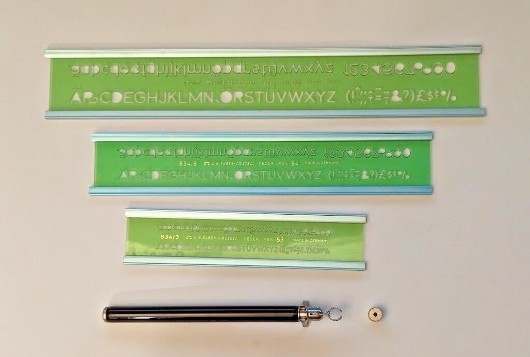 Faber Castell Vintage Lettering Guide Set Includes 3 Feder Rulers Font ...