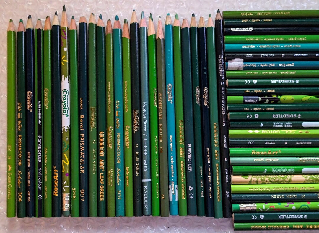 50 Green Colored Pencil Crayon Mix Destash Lot Includes: Prismacolor ...