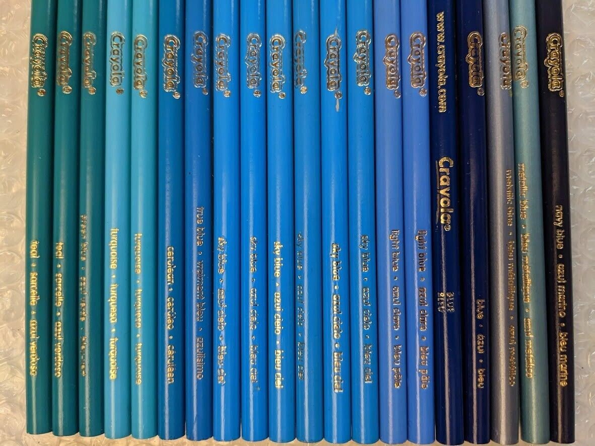 20 Crayola Blue Colored Pencil Crayons Mixed Shades Set Full - Etsy