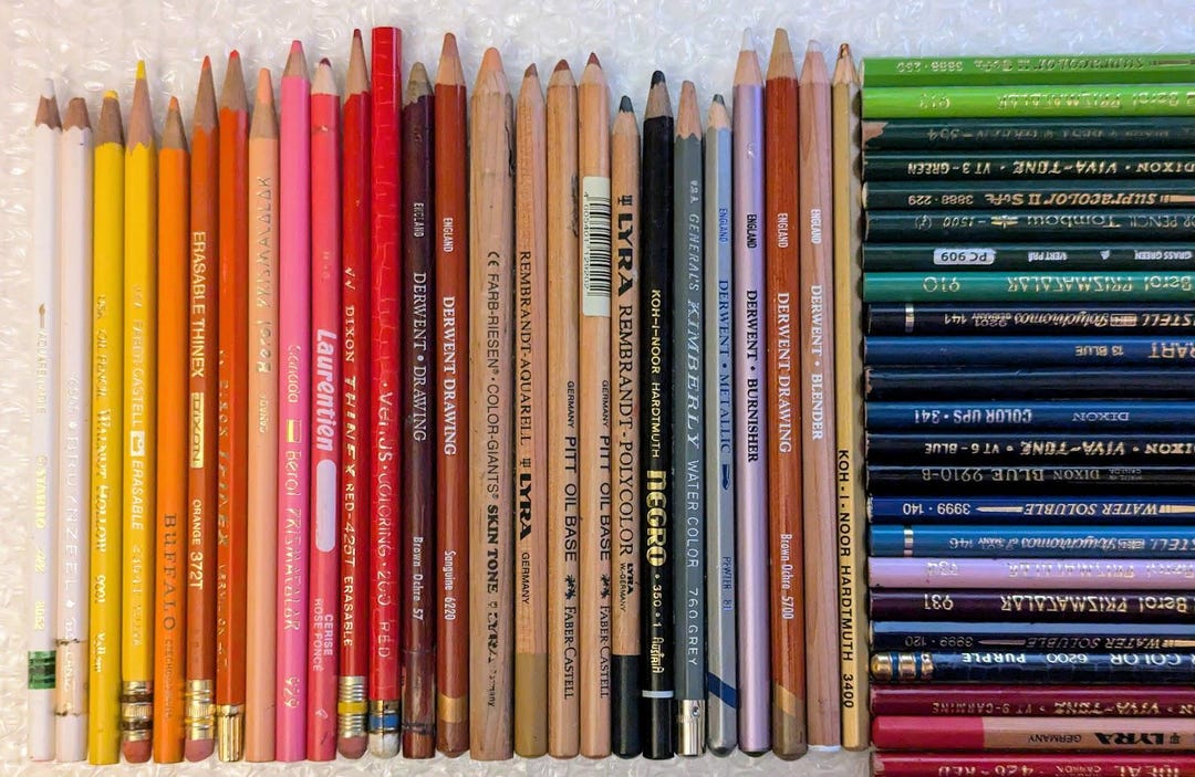50 Vintage Colored Pencils Set Prismacolor, Faber Castell, Lyra, Caran ...