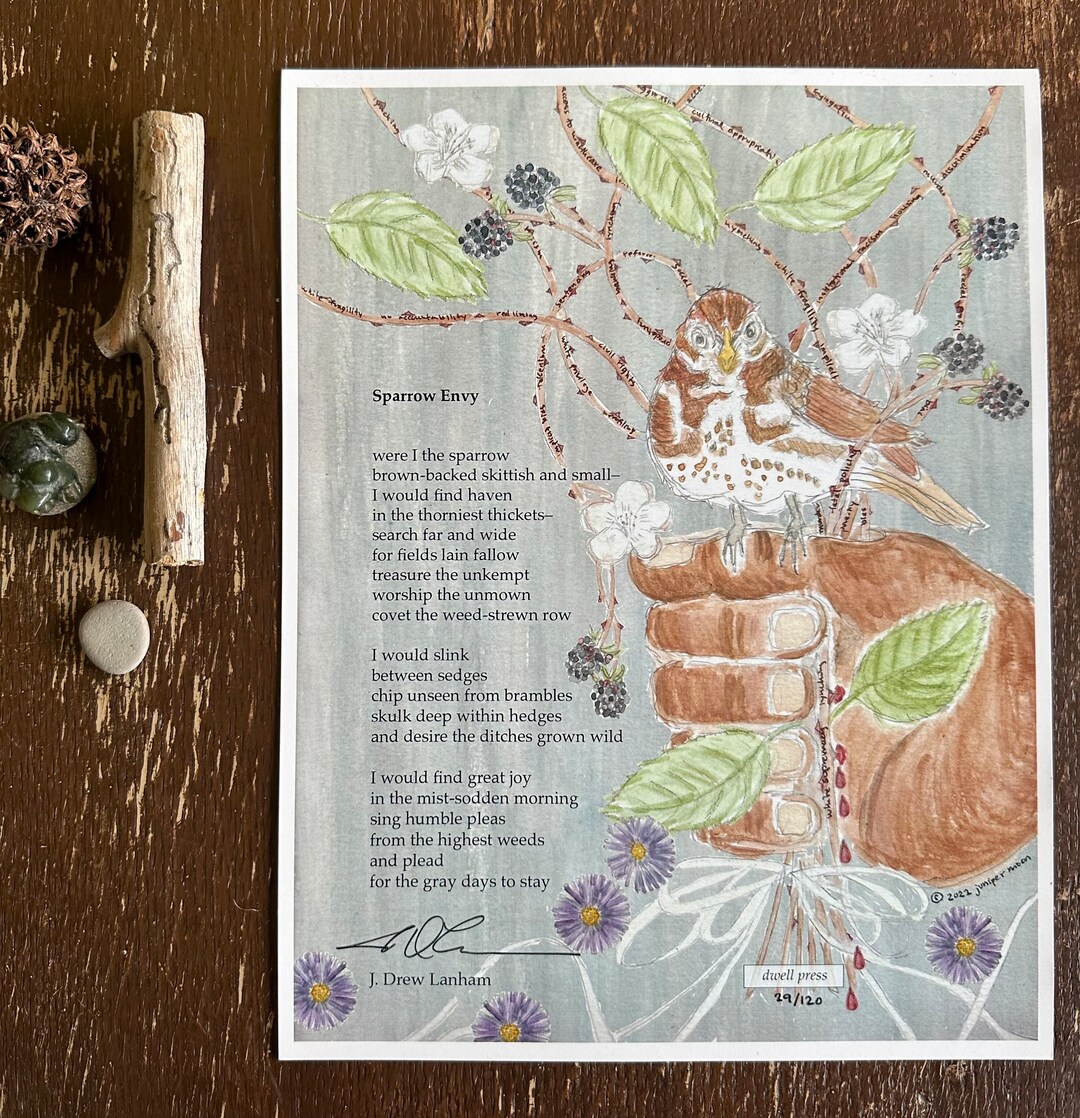 Sparrow Envy - Poetry Broadside - J. Drew Lanham - Etsy