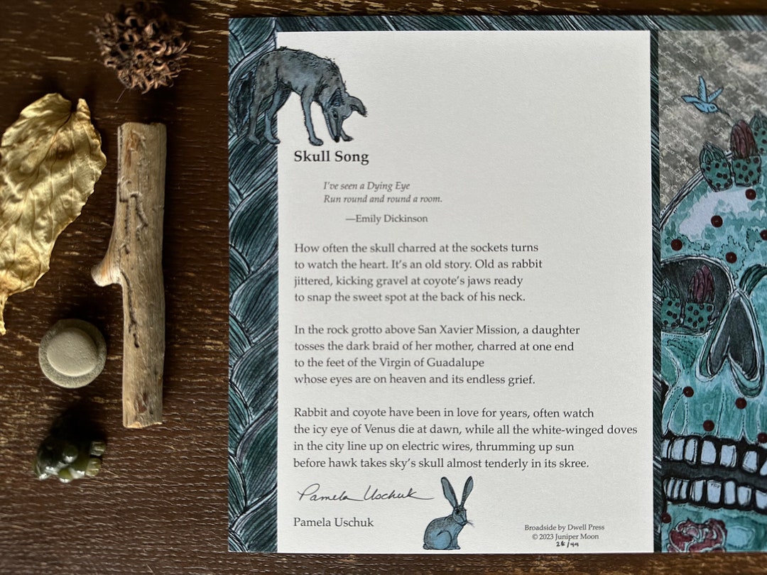Skull Song - Poetry Broadside - Pamela Uschuk - Etsy