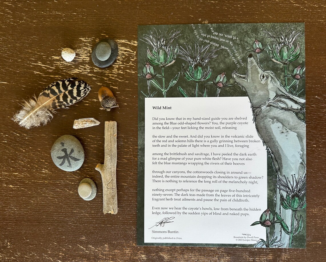 Wild Mint - Poetry Broadside - Simmons Buntin - Etsy