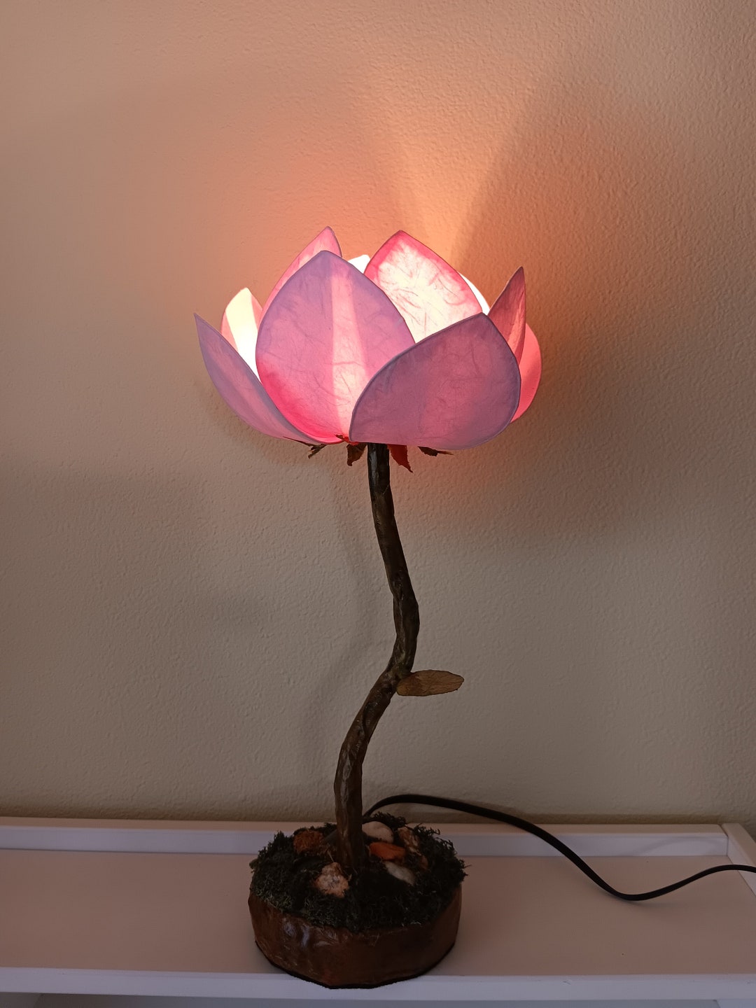 Light Pink Lotus Flower Table Lamp - Etsy