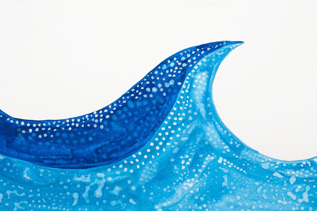 Abstract Blue Ocean Pointillist Wave, Minimalist Modern Sea Art, Indigo ...