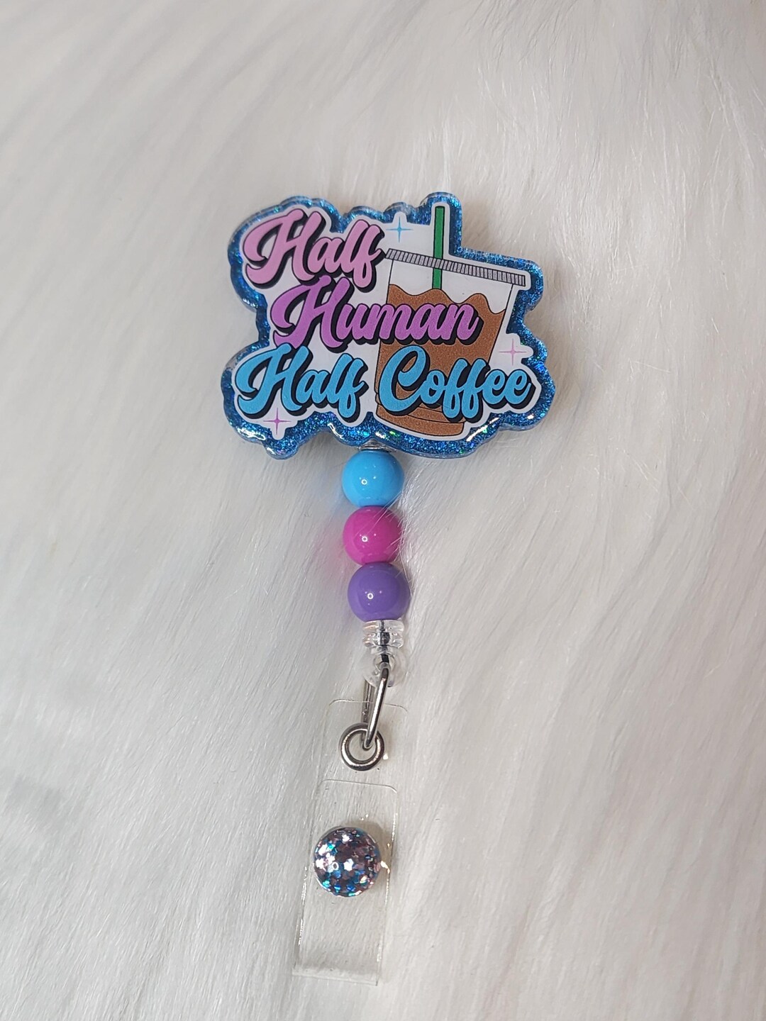 Half Human Half Coffee Retractable Badge Reel - Etsy