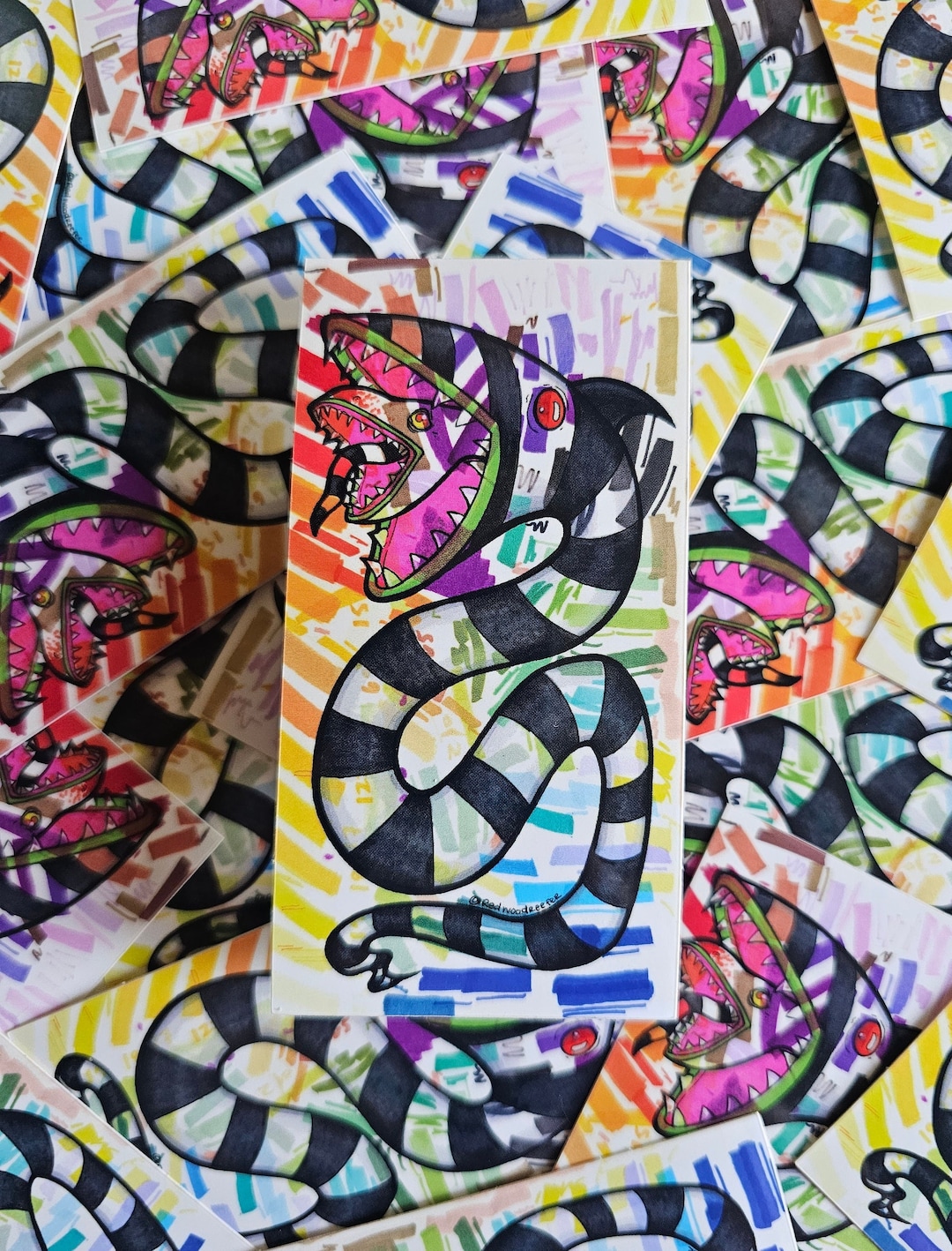 Rainbow Sandworm Sticker | Illustrated Sticker - Etsy