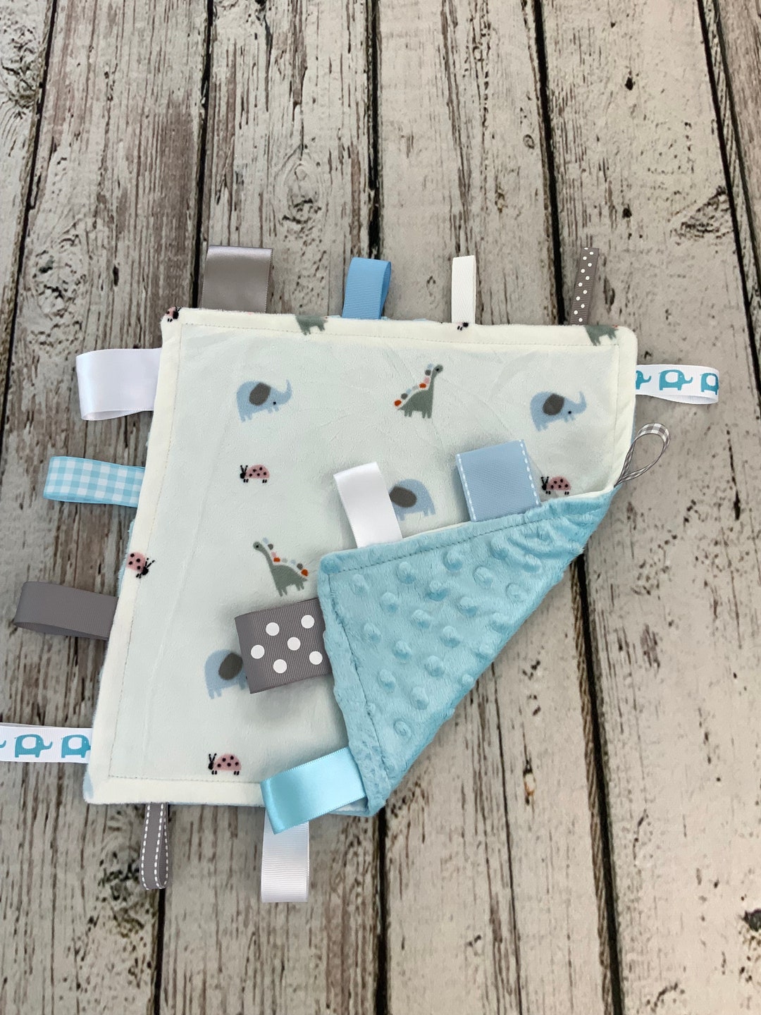 Baby Boy Tag Blanket / Elephant Tag Blanket / Baby Shower Gift ...