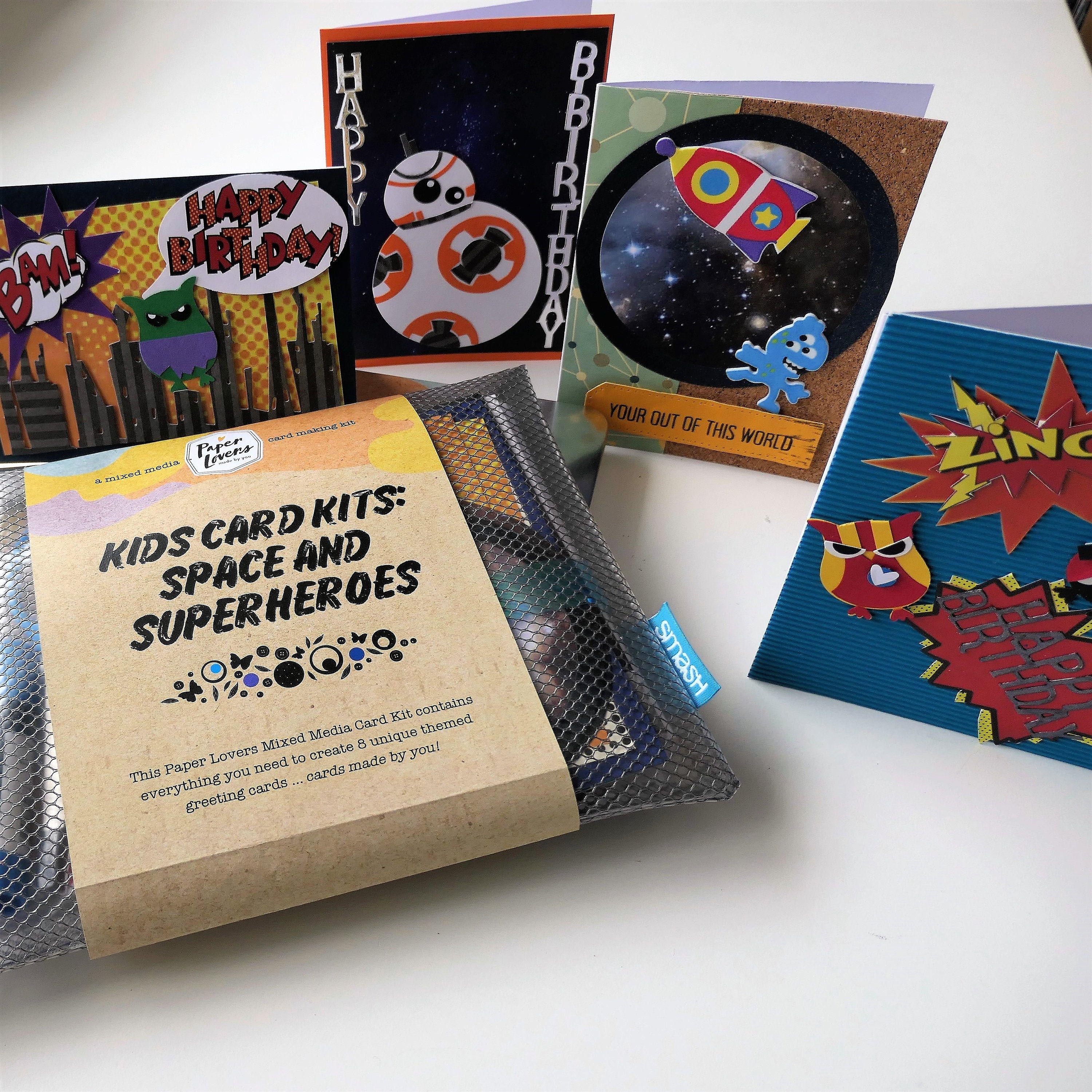 Kids Card Making Kit- Space and Super Heros - Etsy