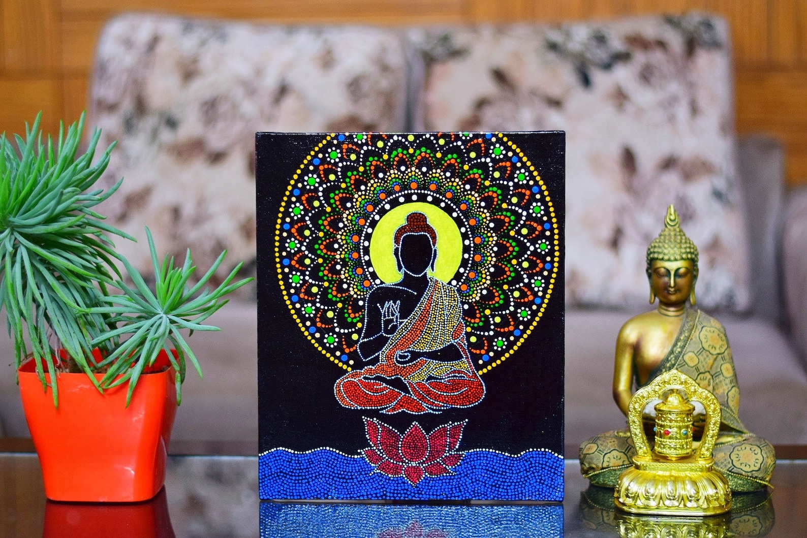 Pintura de Buda pintada a mano arte de la pared decoración | Etsy