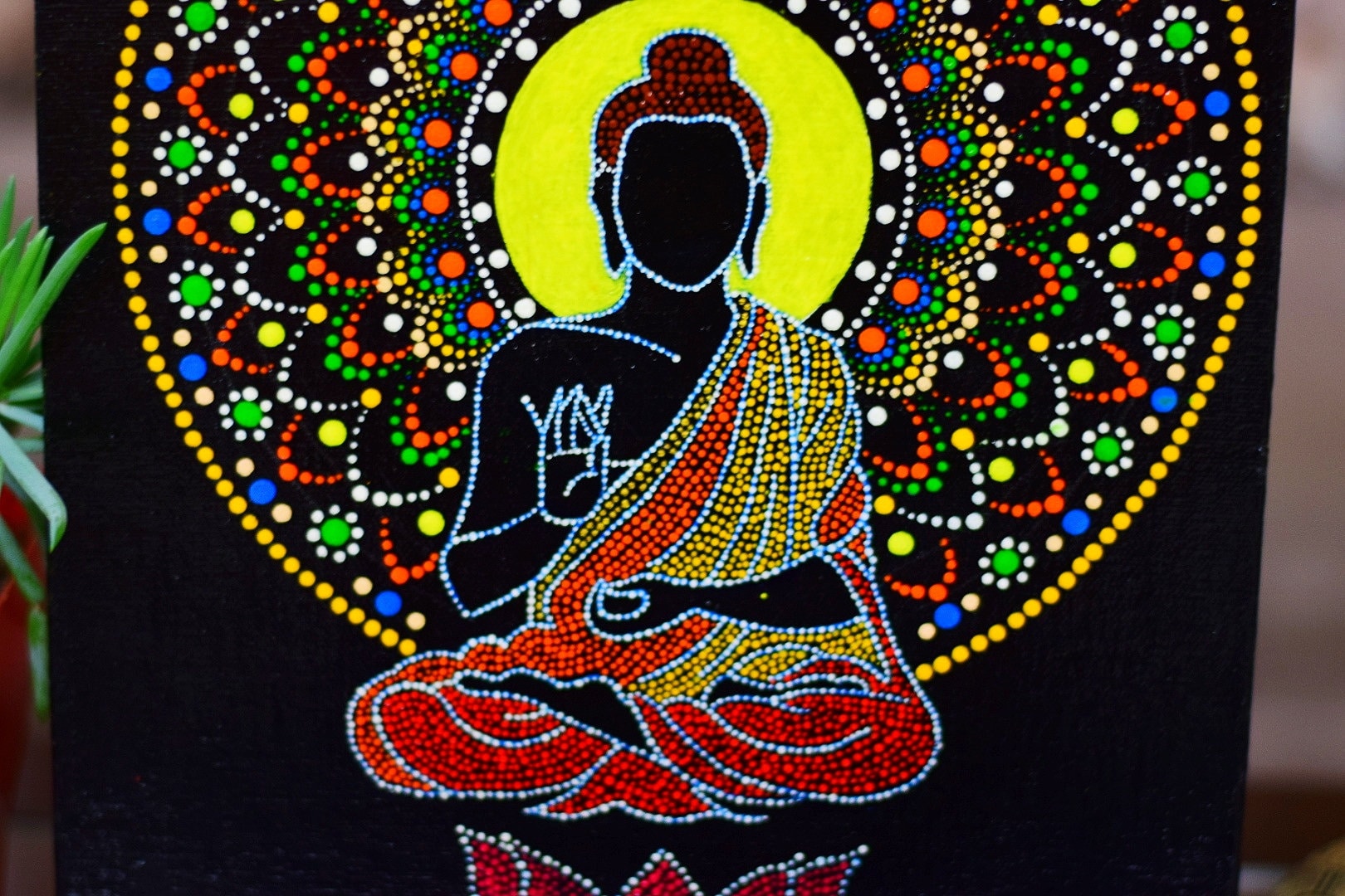 Pintura de Buda pintada a mano arte de la pared decoración | Etsy