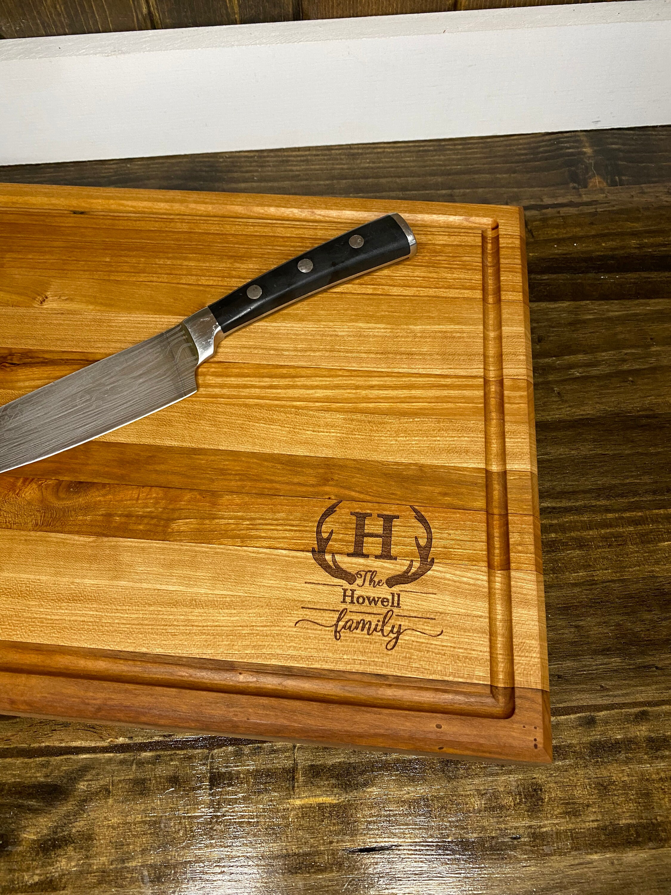 Personalized Hardwood Butcher Block Cutting Board Edge Grain - Etsy