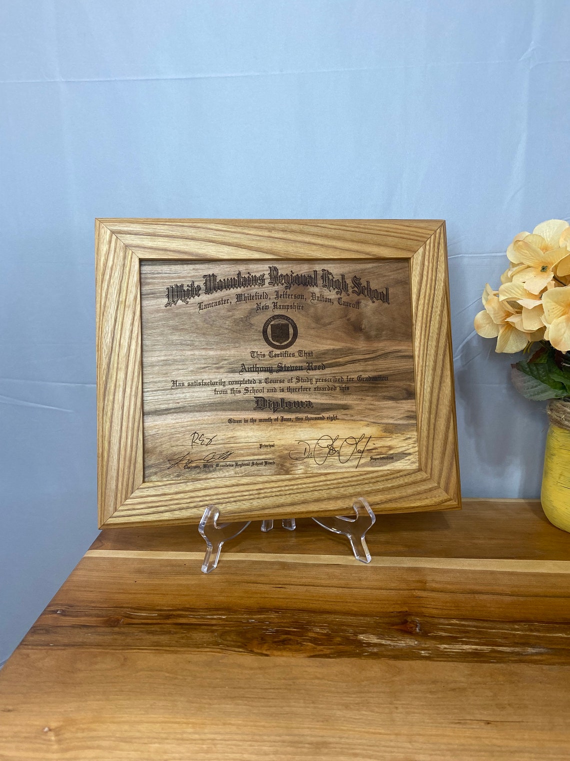 Engraved Diploma College Diploma Frame High School Diploma Frame ...