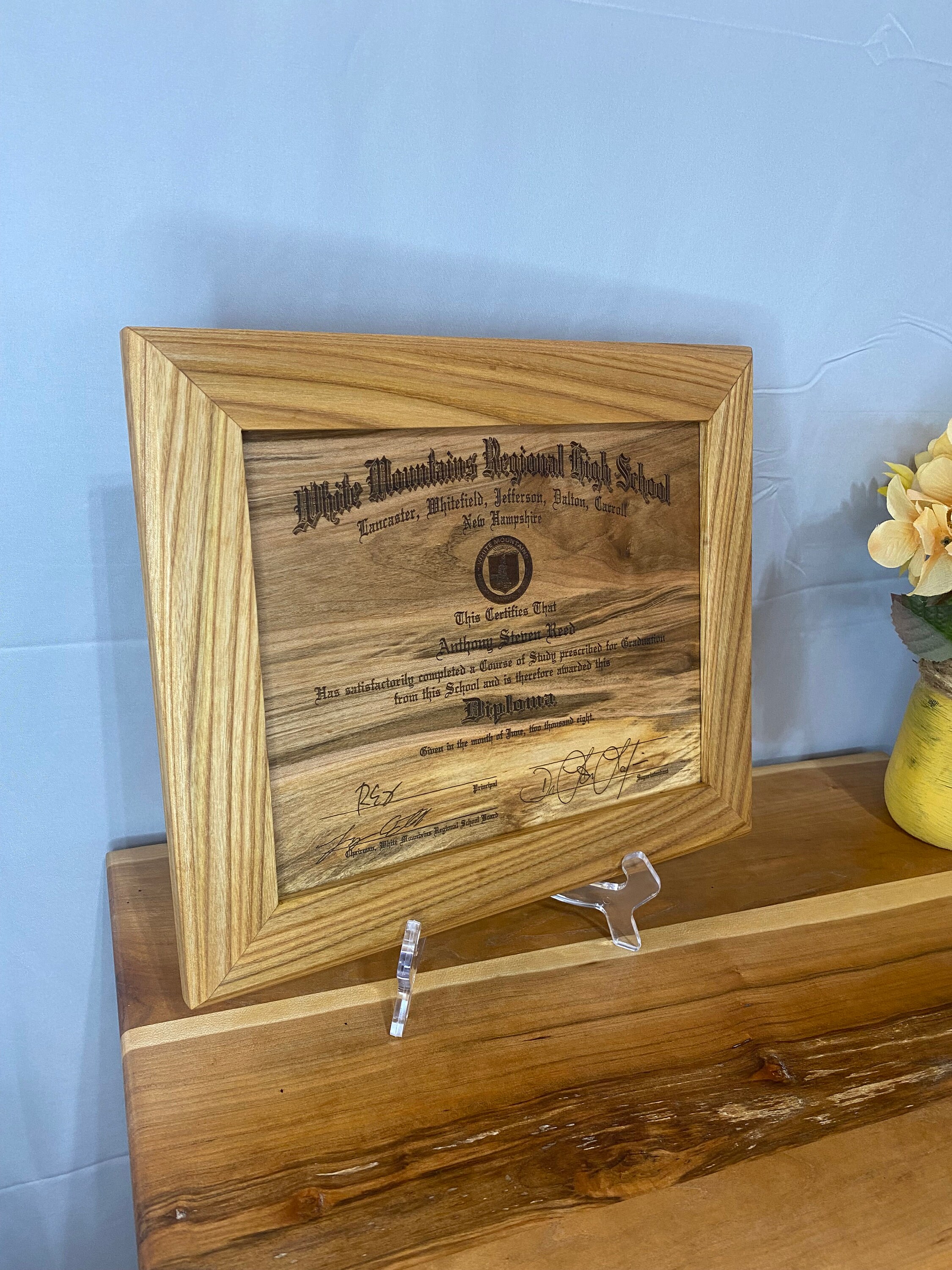 Engraved Diploma College Diploma Frame High School Diploma Frame ...