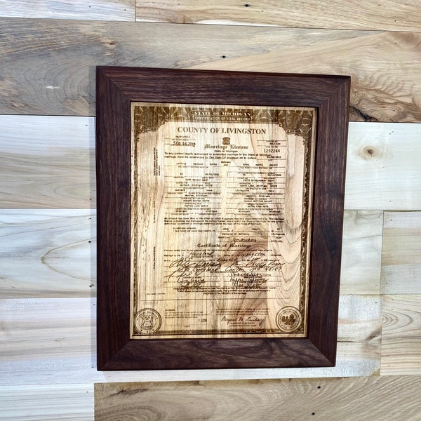 Marriage License Frame - Etsy