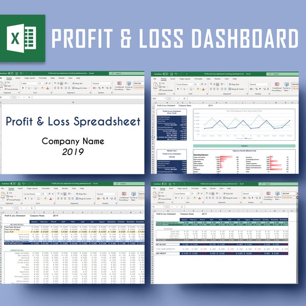 Profit and Loss Statement Excel Template - Etsy