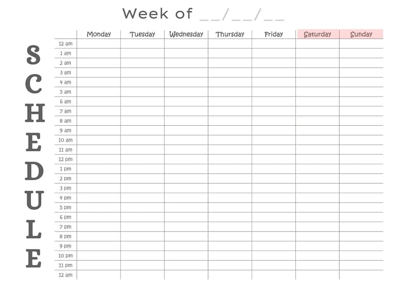 Time Blocking Printable Weekly Planner Weekly Schedule - Etsy