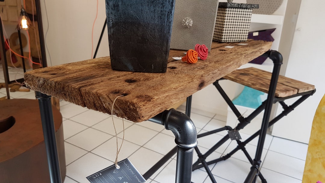 Industrial Style Console Table Pipes Loft Design Natural Wood Design - Etsy