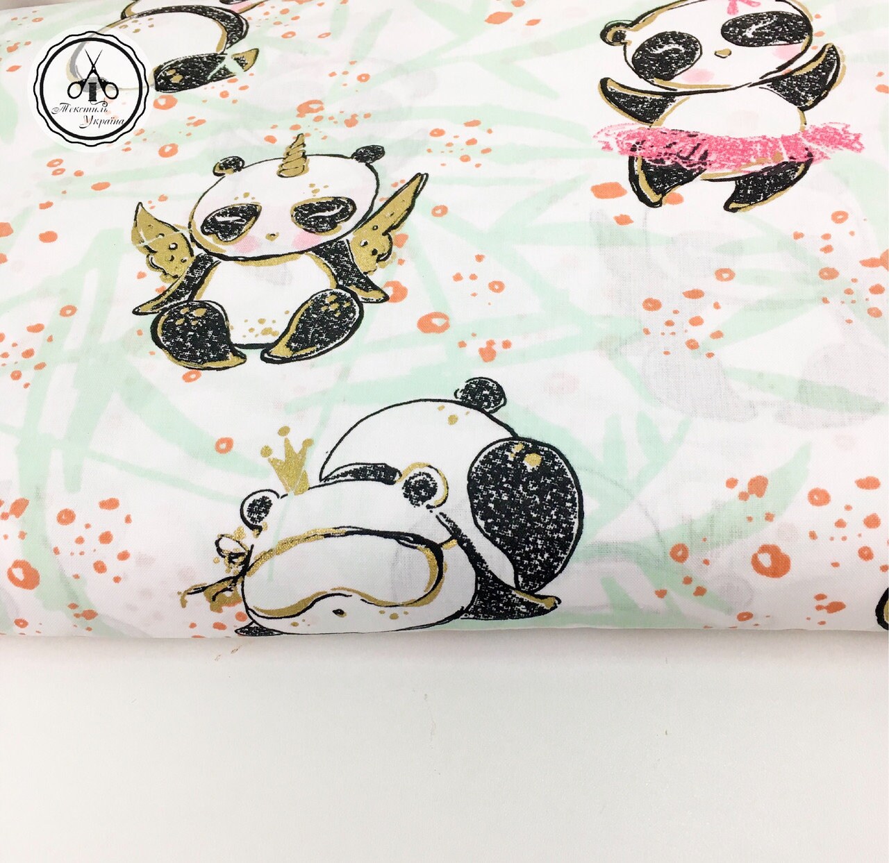 Panda bear fabric by the yard Cotton Kids fabric Panda | Etsy