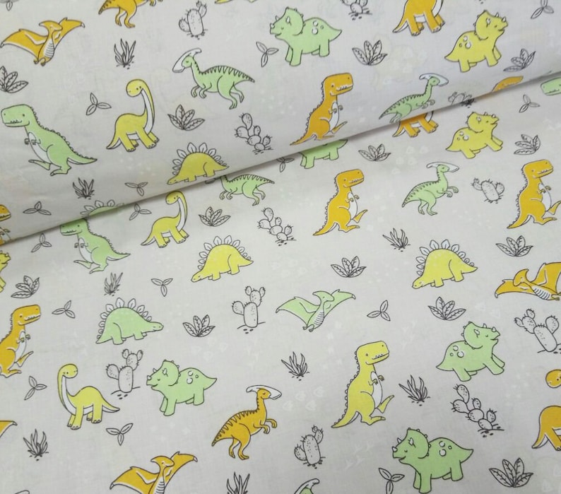Dinosaur fabric by the yard Cotton fabric Children fabric | Etsy