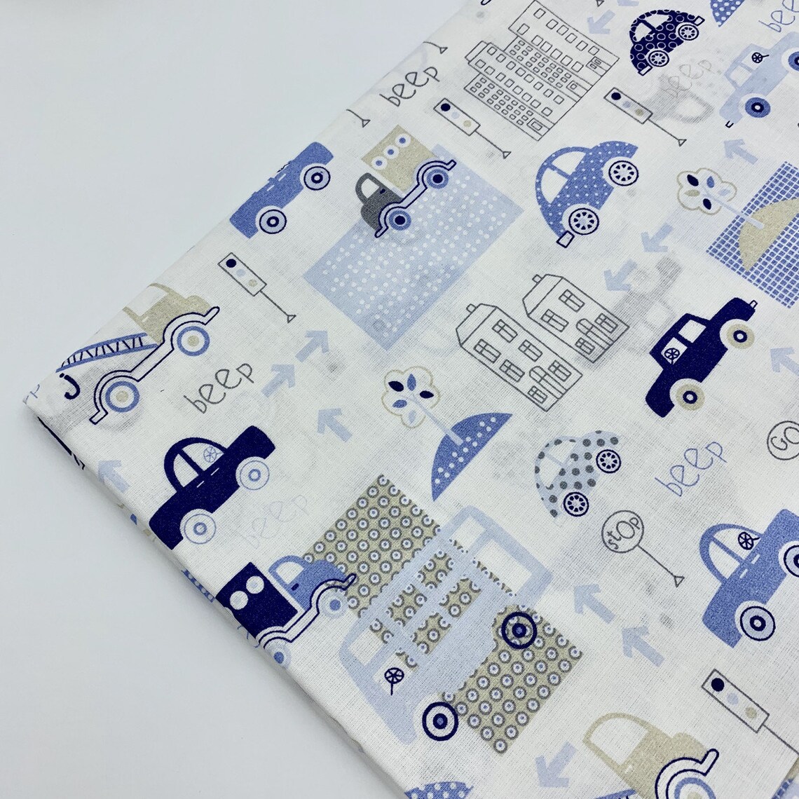 Vehicles fabric by the yard Cotton fabric Cars and trucks | Etsy