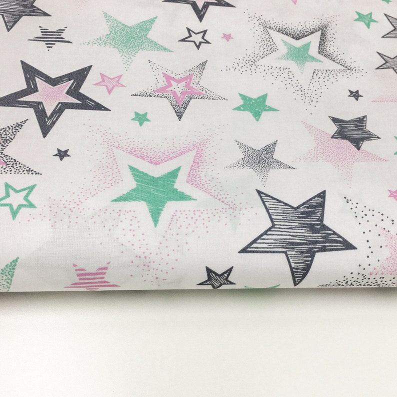 Stars fabric by the yard Organic cotton Celestial fabric | Etsy