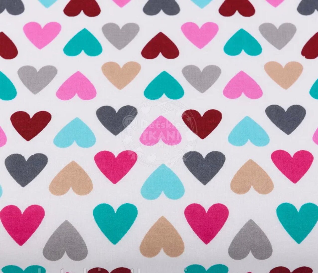 Multicolour Hearts fabric by the yard Cotton fabric Kids | Etsy