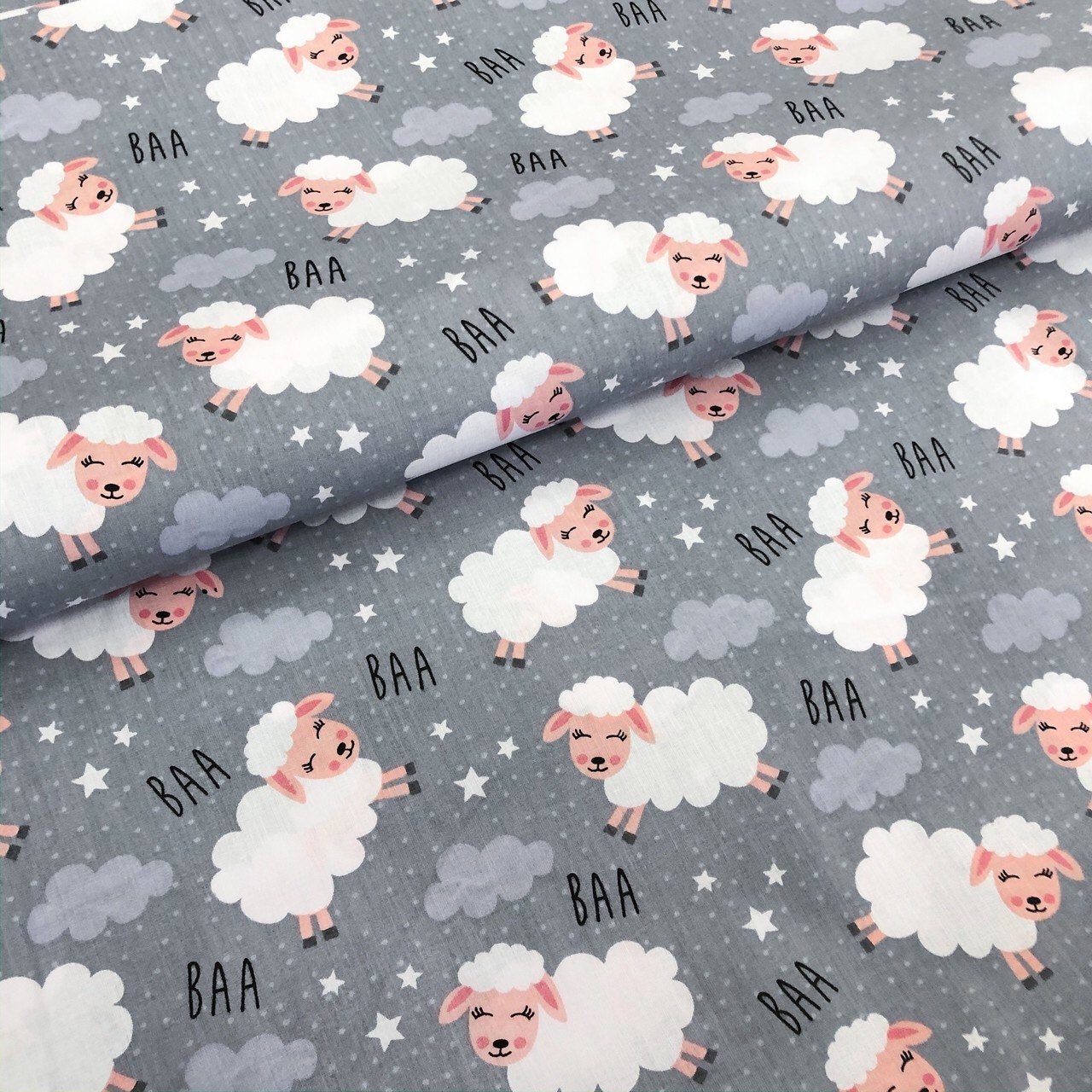 Sheep fabric by the yard Cotton kids fabric Farm home decor | Etsy