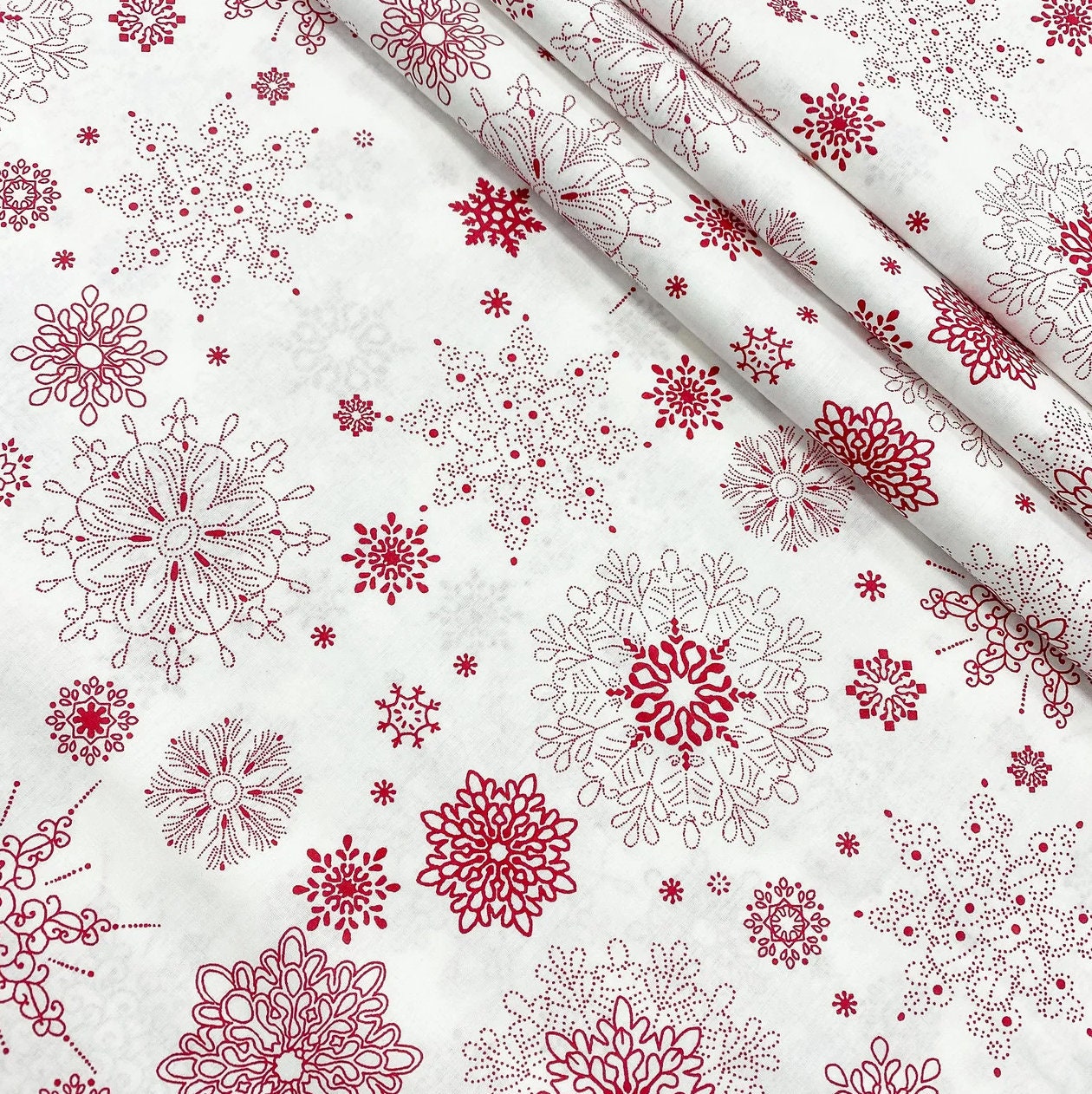 Christmas fabric Snowflakes fabric by the yard 100% Cotton | Etsy