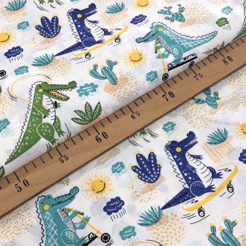 Crocodile fabric by the yard Cotton fabric Kids fabric | Etsy