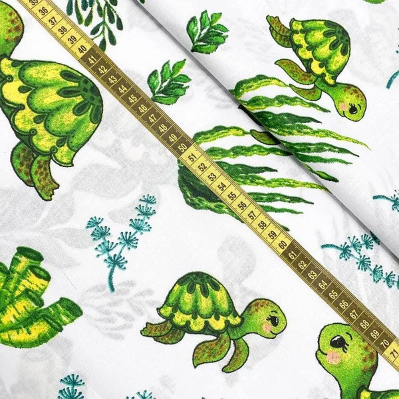Turtles Fabric by the Yard Green Nursery Fabric Pure Cotton | Etsy
