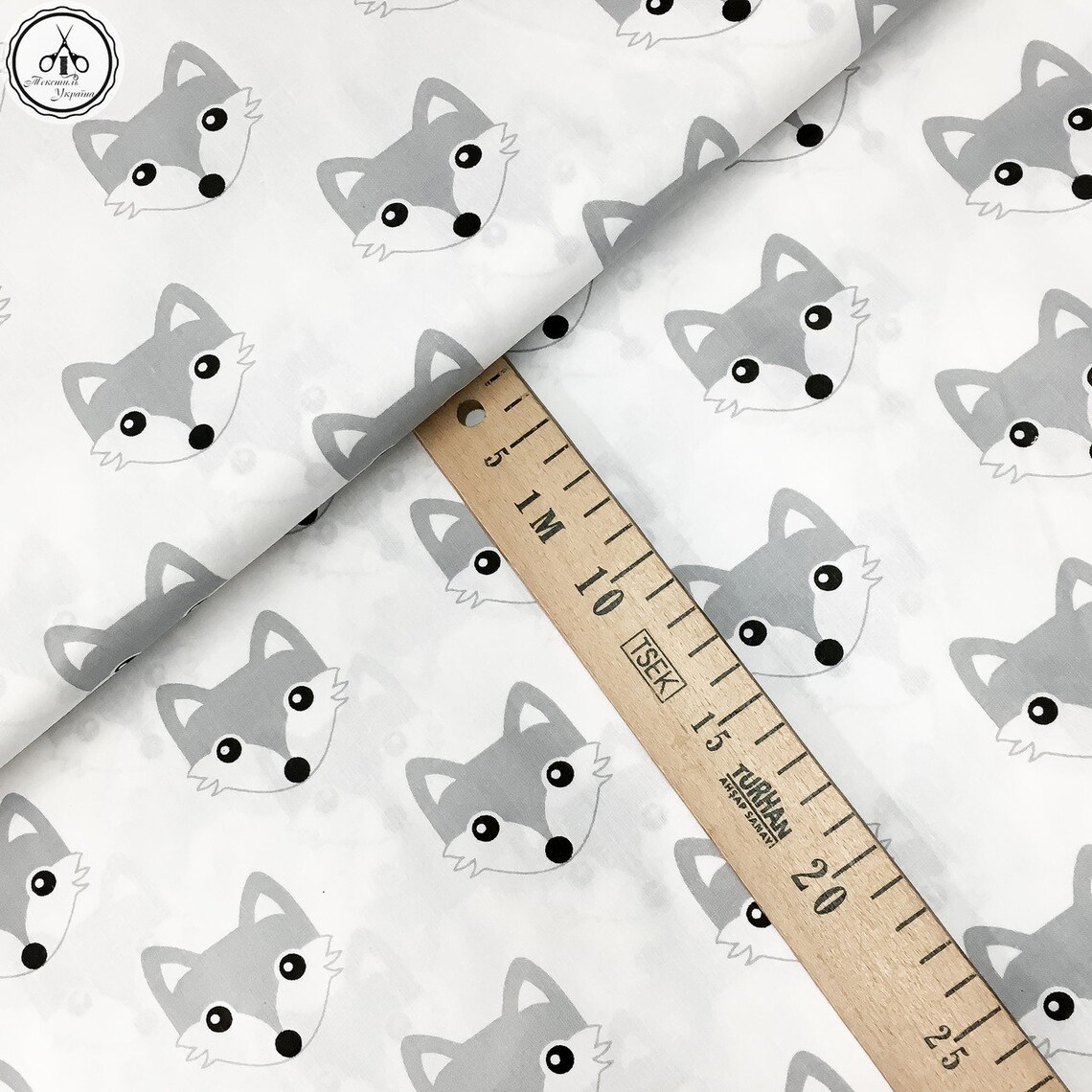 Fox fabric by the yard Cotton fabric Grey nursery fabric | Etsy