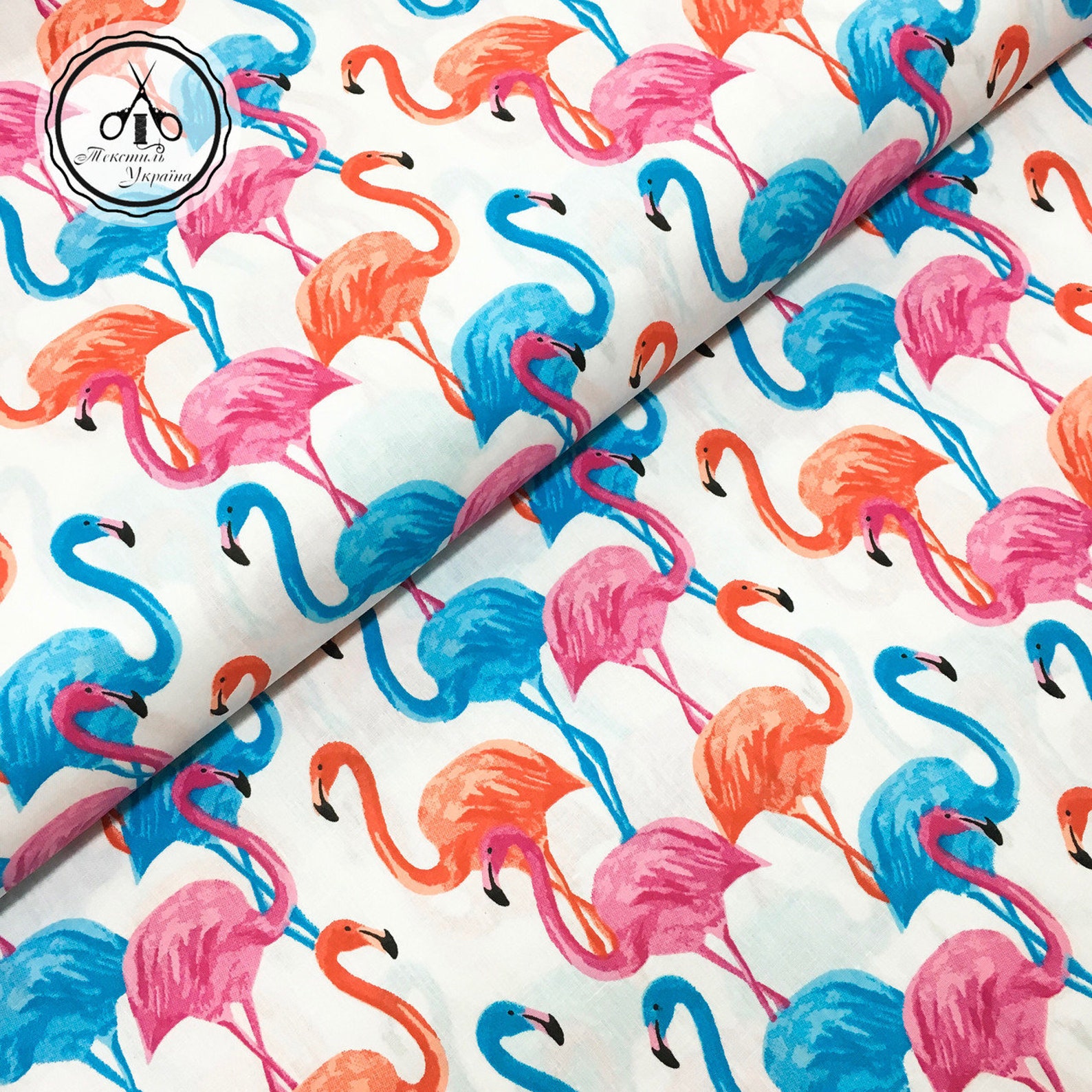 Flamingo Fabric by the Yard Cotton Fabric Kids Fabric | Etsy