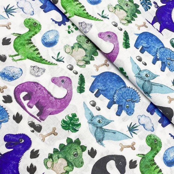 Dinosaur fabric by the yard Dinos cotton fabric nursery | Etsy