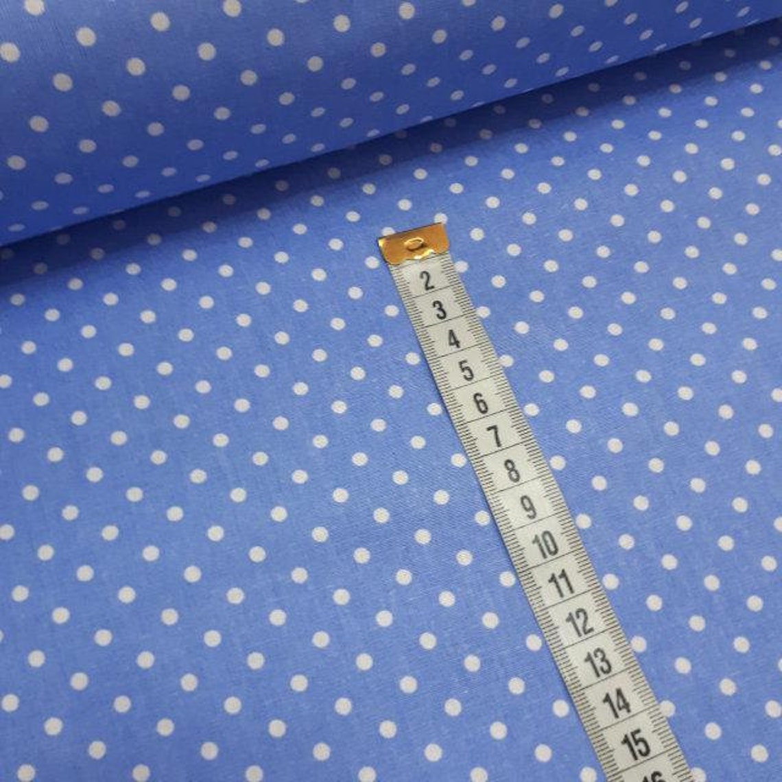 Polka Dot Fabric by the Yard Blue Dotted Cotton 4 Mm Nursery | Etsy