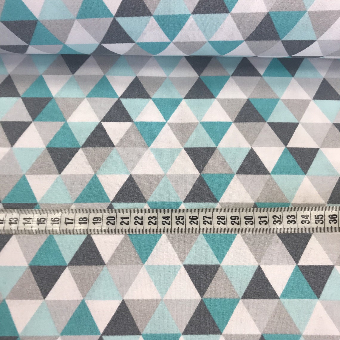 Triangle fabric by the yard Geometric cotton by meter Mint | Etsy