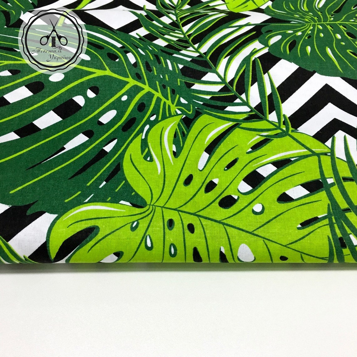 Palm leaf fabric by the yard Cotton fabric Tropical fabric | Etsy