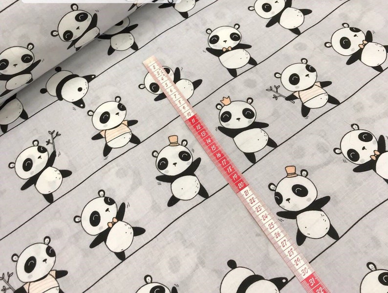 Pandas Fabric by the Yard Cotton Fabric Nursery Fabric for | Etsy
