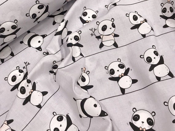 Pandas Fabric by the Yard Cotton Fabric Nursery Fabric for | Etsy