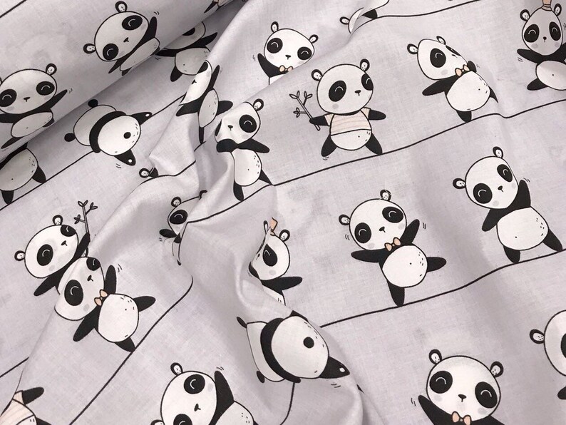 Pandas Fabric by the Yard Cotton Fabric Nursery Fabric for | Etsy