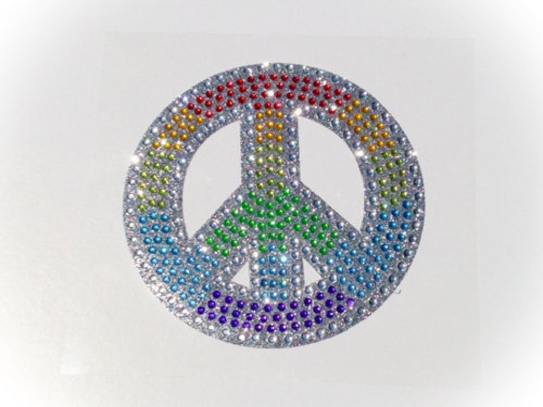 Peace Symbol Sign Rainbow Rhinestone Bling Car Laptop iPad Decal ...