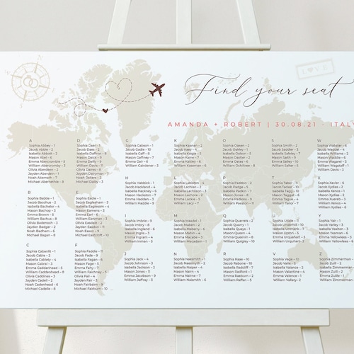 World Map Wedding Seating Chart Template Editable World Map - Etsy Ireland