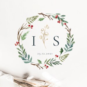 Natalia Christmas Wedding Logo Design, Wedding Logo Template, Wedding ...