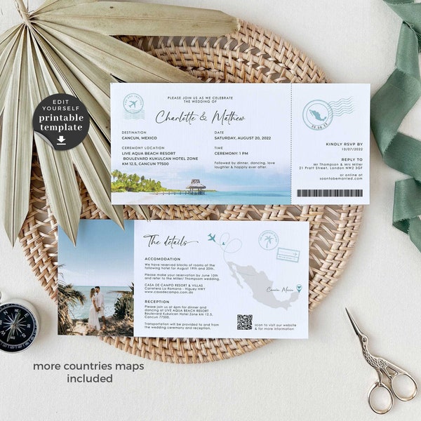 Destination Wedding Invitation Mexico - Etsy