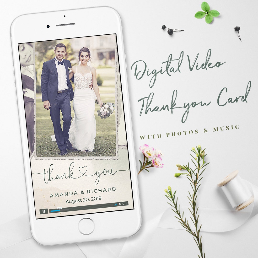Digital Wedding Thank You Cards With Photo Rustic Thank You - Etsy