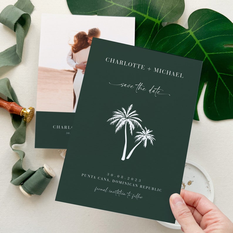 Palm Tree Save the Date Invitations Tropical Save the Date - Etsy