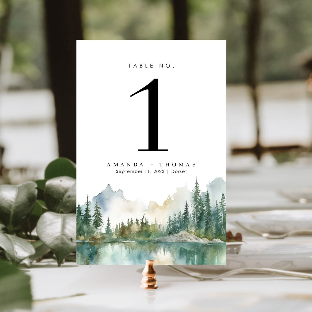 ARNA Mountain Wedding Table Numbers Printable, Forest Wedding Table ...