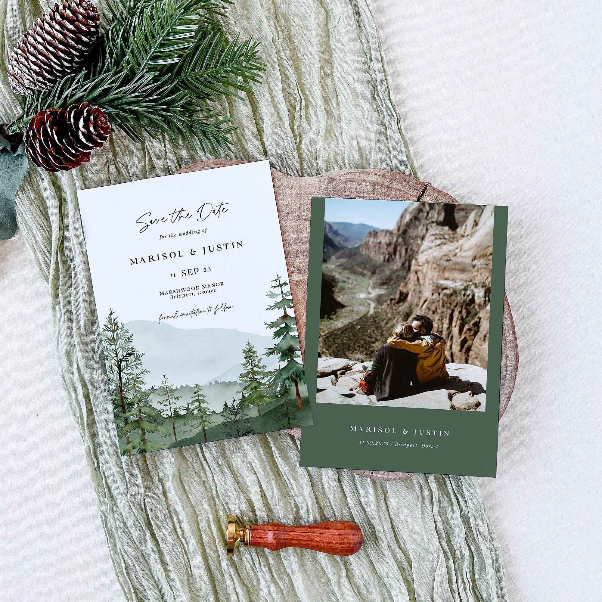 GAIA Printable Save the Date Forest, Mountains Save the Date Template ...