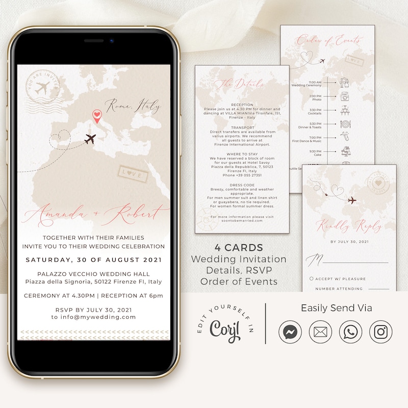 Destination Wedding Invitations - Etsy